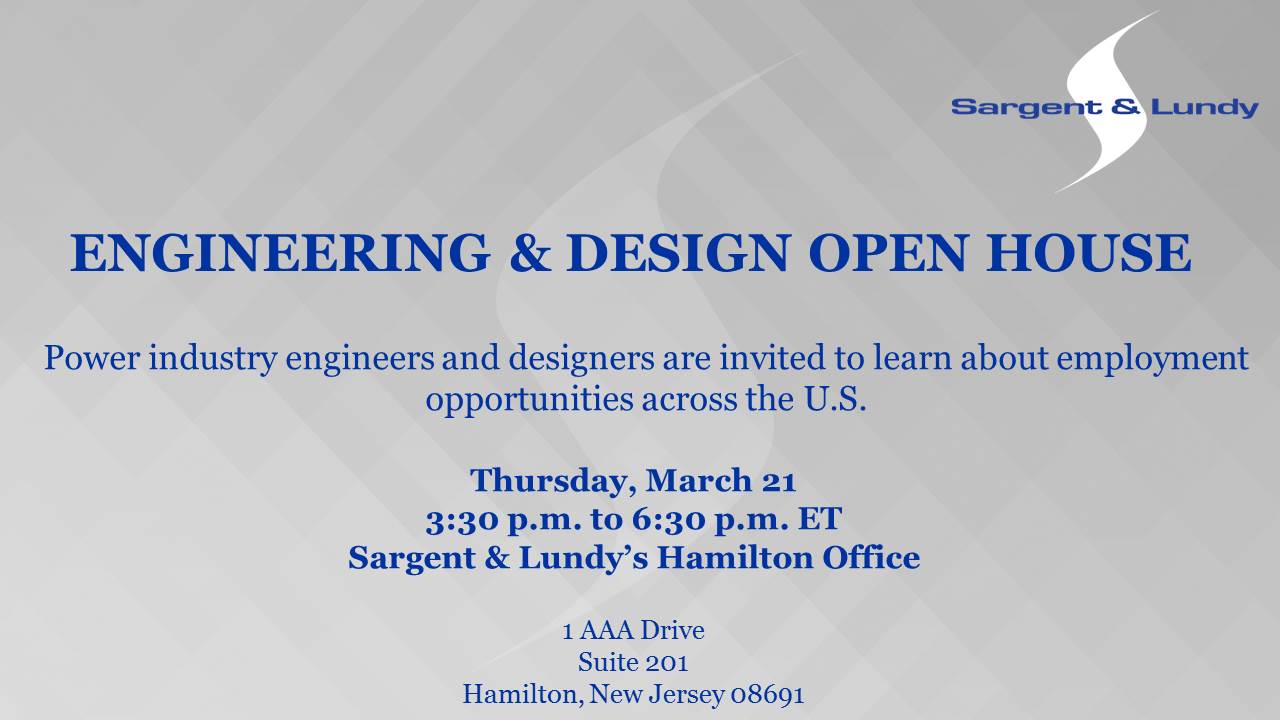 Sargent & Lundy to Host Engineering & Design Open House in New Jersey ...